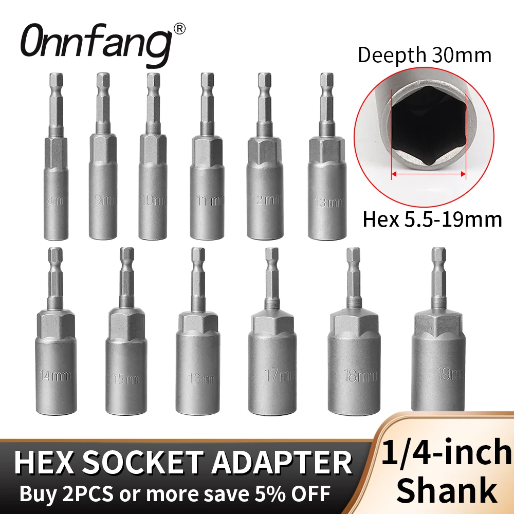 길이 깊은 육각 소켓 드라이버 드릴 비트, 5.5 19mm 충격 소켓 어댑터, 전원 1/4 인치 생크 육각 스크루 드라이버 키 ...