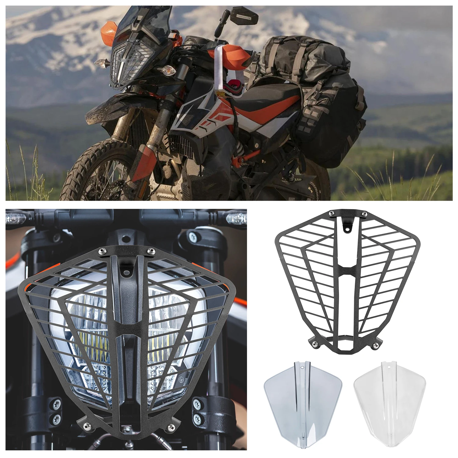 Motorbike-Headlight-Guard-Cover-Protector-Grill-Protection-Grille-Frame ...