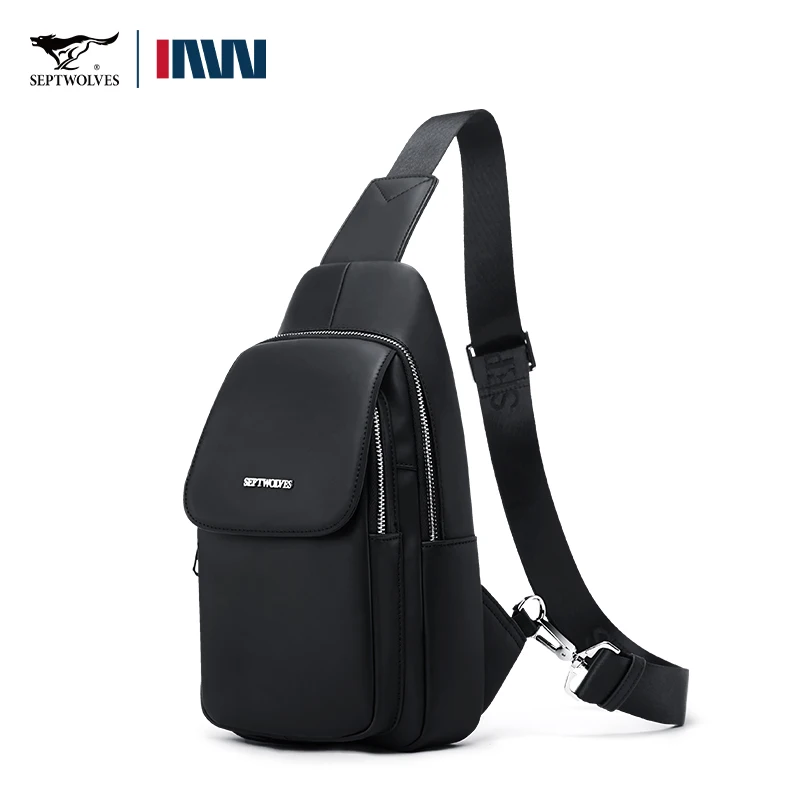 Septwolves PU Leather Business One Shoulder Backpack Work Travel ...