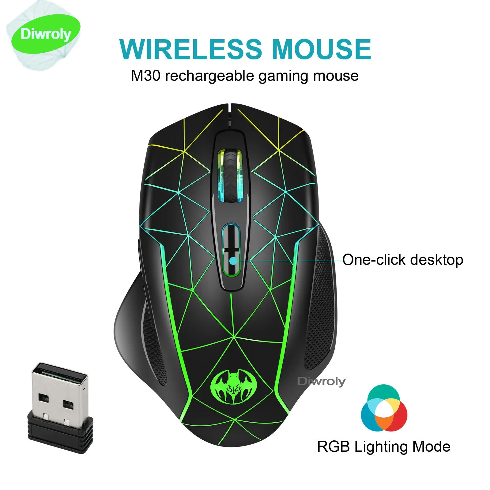 Rato-Gamer-sem-fio-recarreg-vel-2-4G-Ratos-PC-ergon-micos-para-Office ...