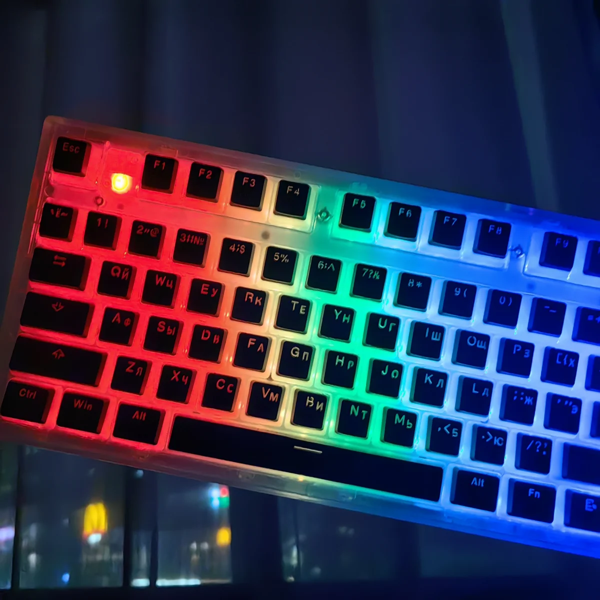 OEM Pudding Translucent Russian Layout Keycap PBT Game 108Keys ...