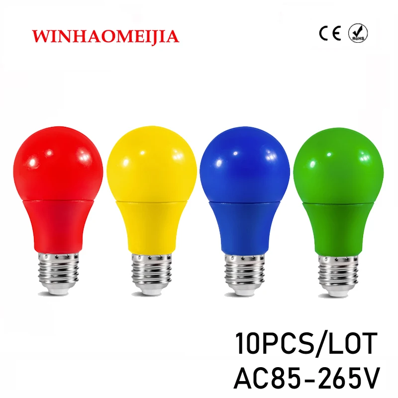 10PCS-Colorful-LED-Bulb-E27-Lamp-Led-Bar-Light-7W-9W-Lamp-Red-Blue ...
