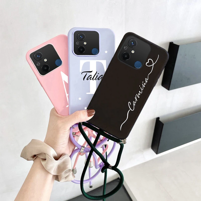 Personalised-Custom-Name-Case-For-Xiaomi-Redmi-12C-Cartoon-Lanyard-Rope ...