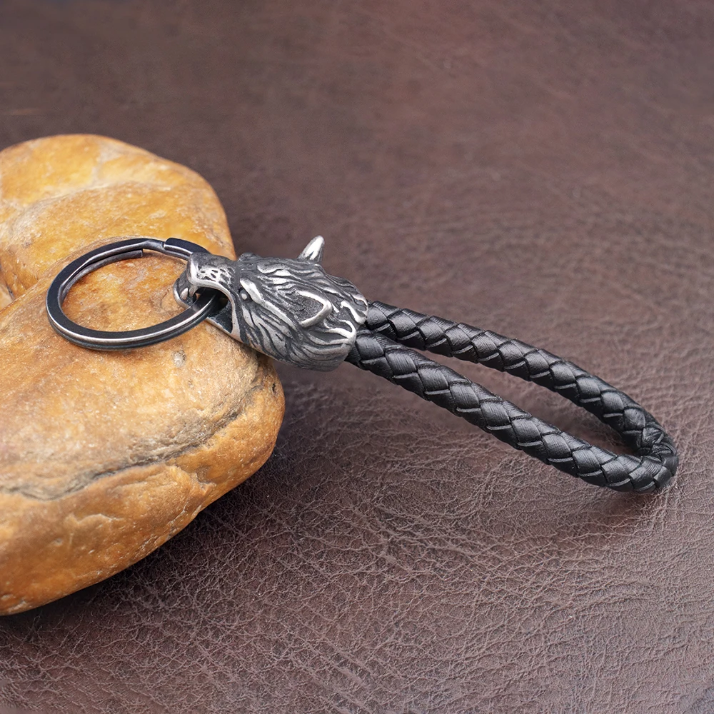 Unique-Vikings-Wolf-Head-Keychains-Stainless-Steel-Fashion-Vintage ...