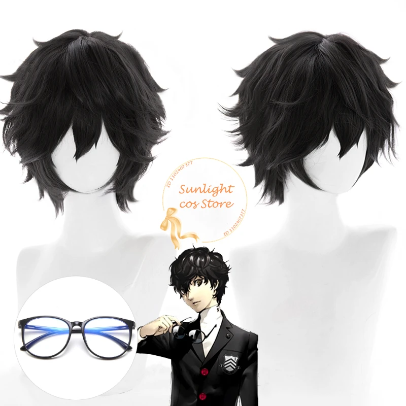 Juego P5 Amamiya Ren pelucas de Cosplay negro corto Kurusu Akira peluca ...