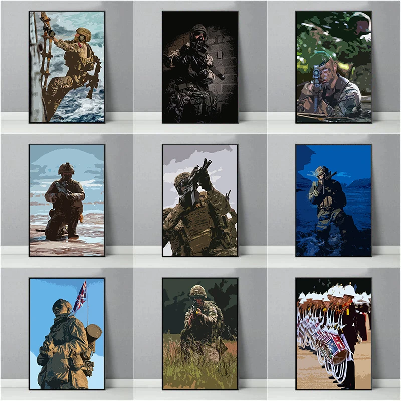 Band-Master-and-Drummers-Manoeuvre-Royal-Marines-Commando-Poster-Canvas ...