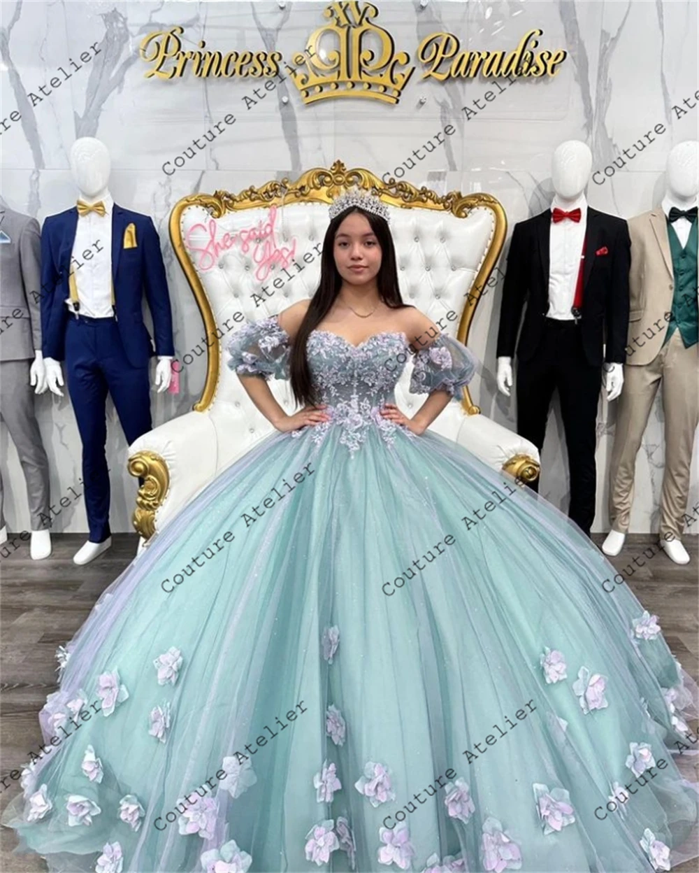 Blue And Purple And Green Quinceanera Dresses