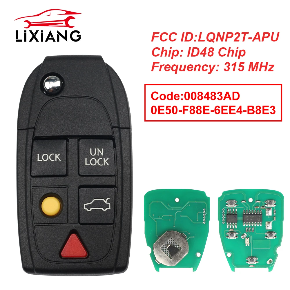 LIXIANG FCC ID: LQNP2T-APU 315MHz ID48 Chip 5 Buttons Car Flip Remote ...