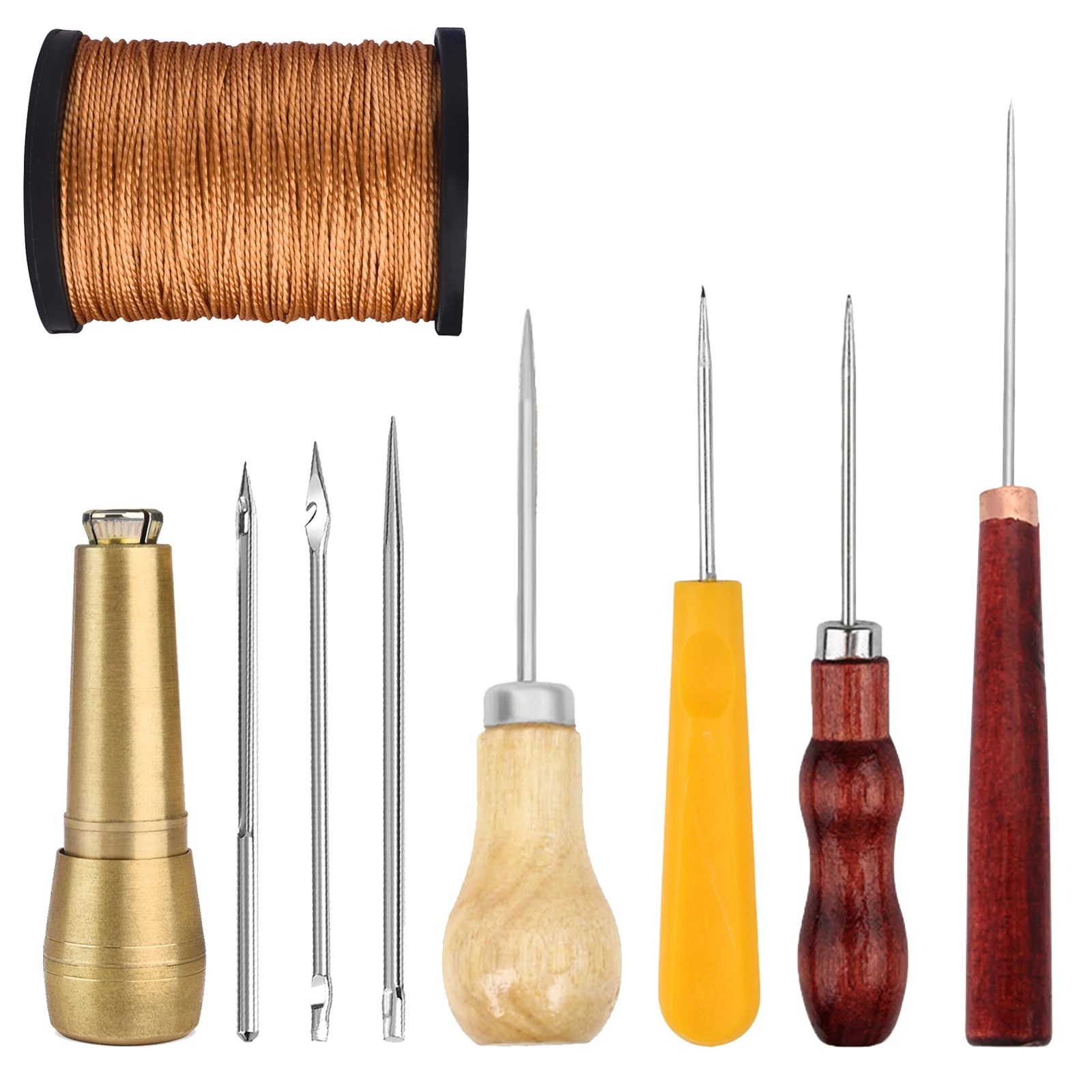 Leather-Sewing-Kit-DIY-Leather-Sewing-Awl-Needle-With-Copper-Handle-Set ...