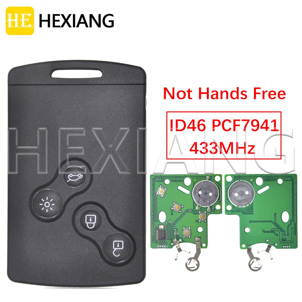 HE ID46 PCF7941 433MHz Non-Hands Free Car Remote Key For Renault Koleos ...