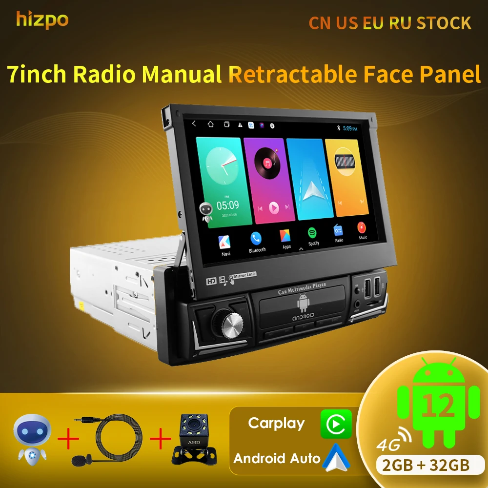 Hizpo-Android-12-Universal-1din-Car-Radio-CarPlay-GPS-Navigation ...