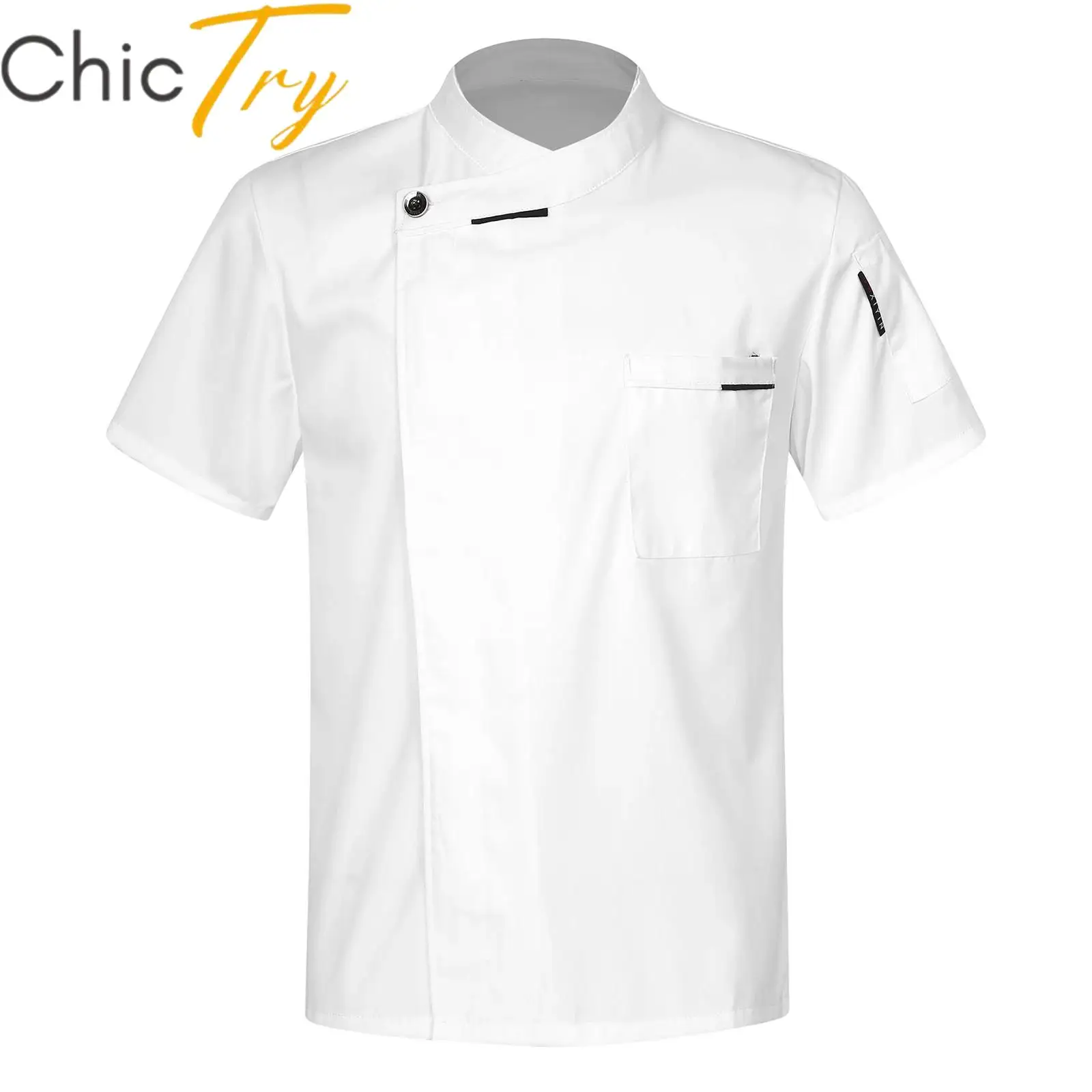 Camisa-de-Chef-para-hombre-y-mujer-chaqueta-con-cuello-cruzado-abrigo ...