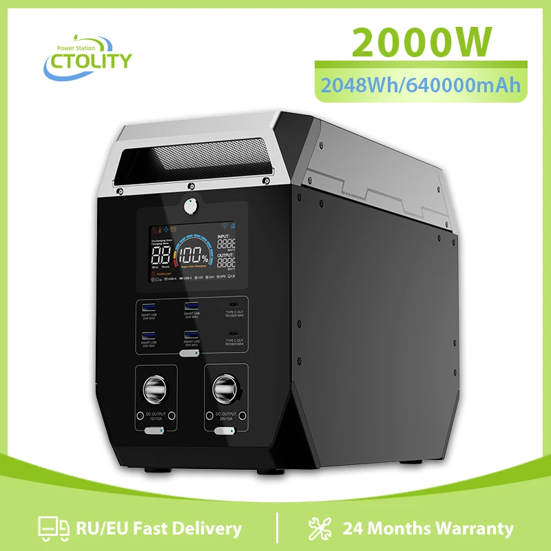 2000W Portable Power Station 2000Wh LiFePO4 Battery 2400W (4800W Surge ...