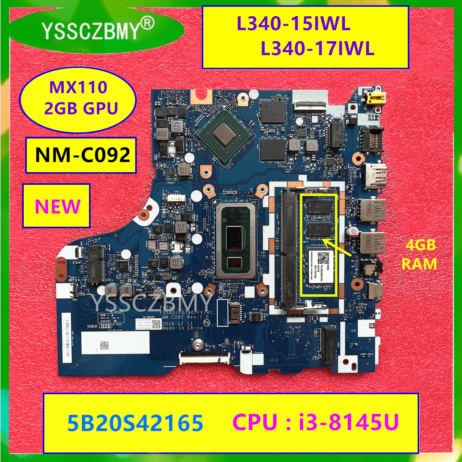 NEW NM-C092 For Lenovo IdeaPad L340-15IWL L340-17IWL Motherboard ...