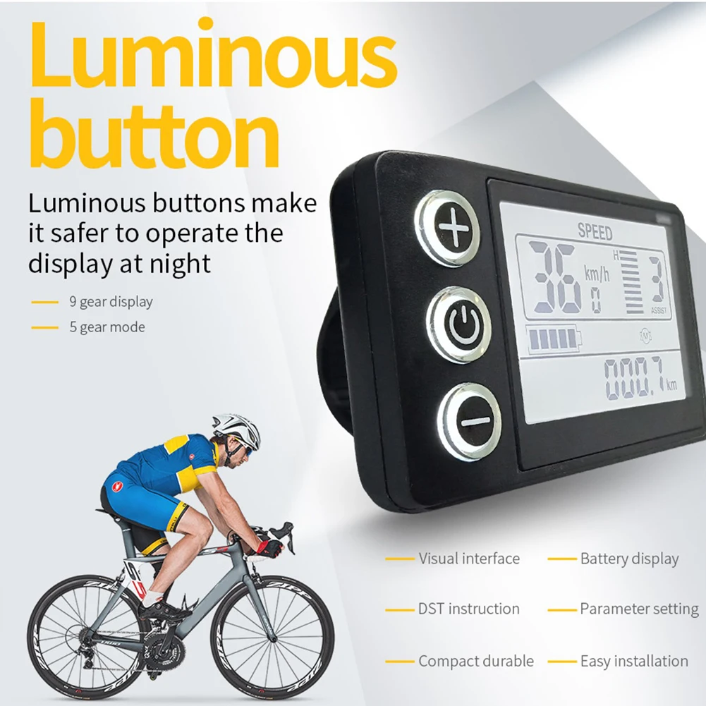 New 24V/36V/48V Waterproof LCD Display Panel Dashboard Electric Bike ...