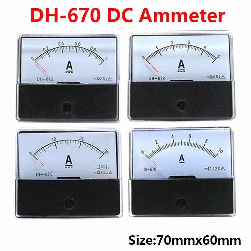 Anlog Amp Meter DH-670 DC Ammeter Gauge Current Meter Panel Ampere ...