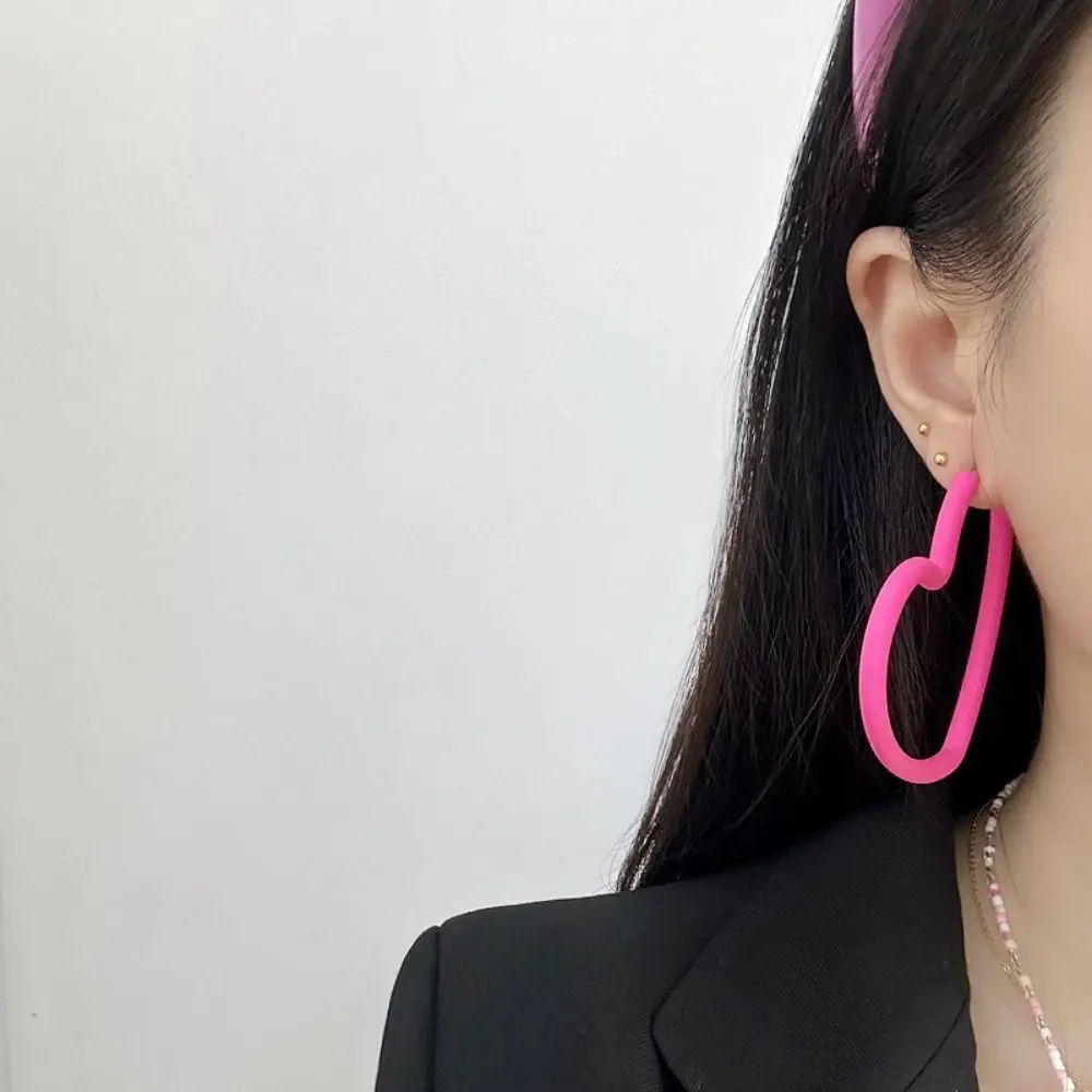 Simple-Love-Heart-Hoop-Earring-Candy-Colored-Geometric-Love-Earrings ...