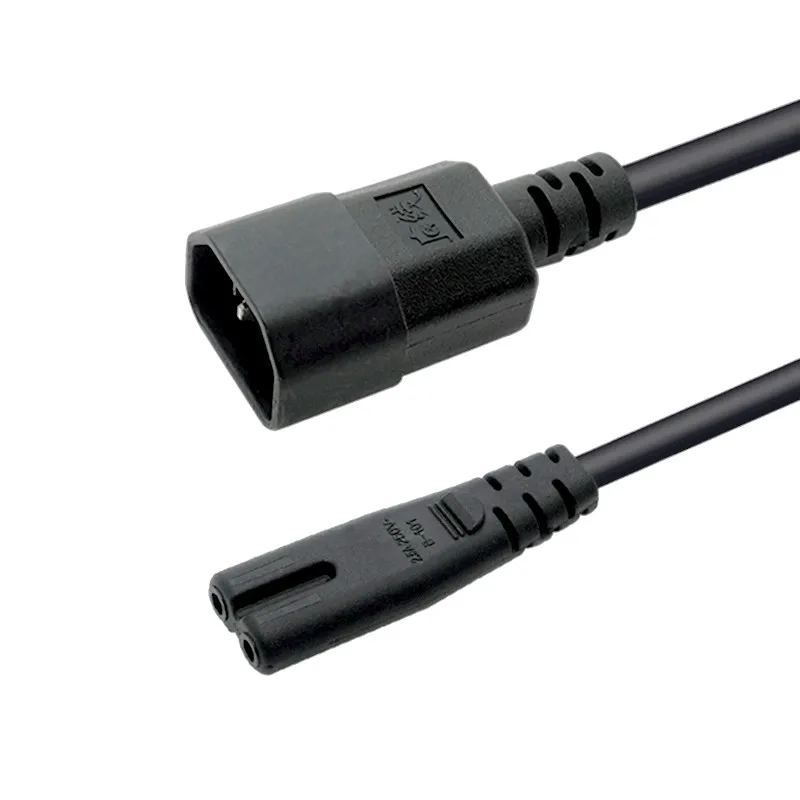 IEC-320-C14-3PIN-Male-Plug-to-Figure-8-C7-2PIN-Female-Power-Adapter ...