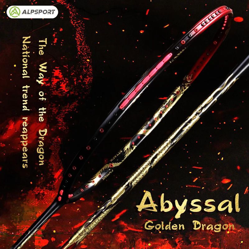 ALP QY 4U Max 35Lbs Golden Dragon 100% Full Carbon Fiber Badminton ...
