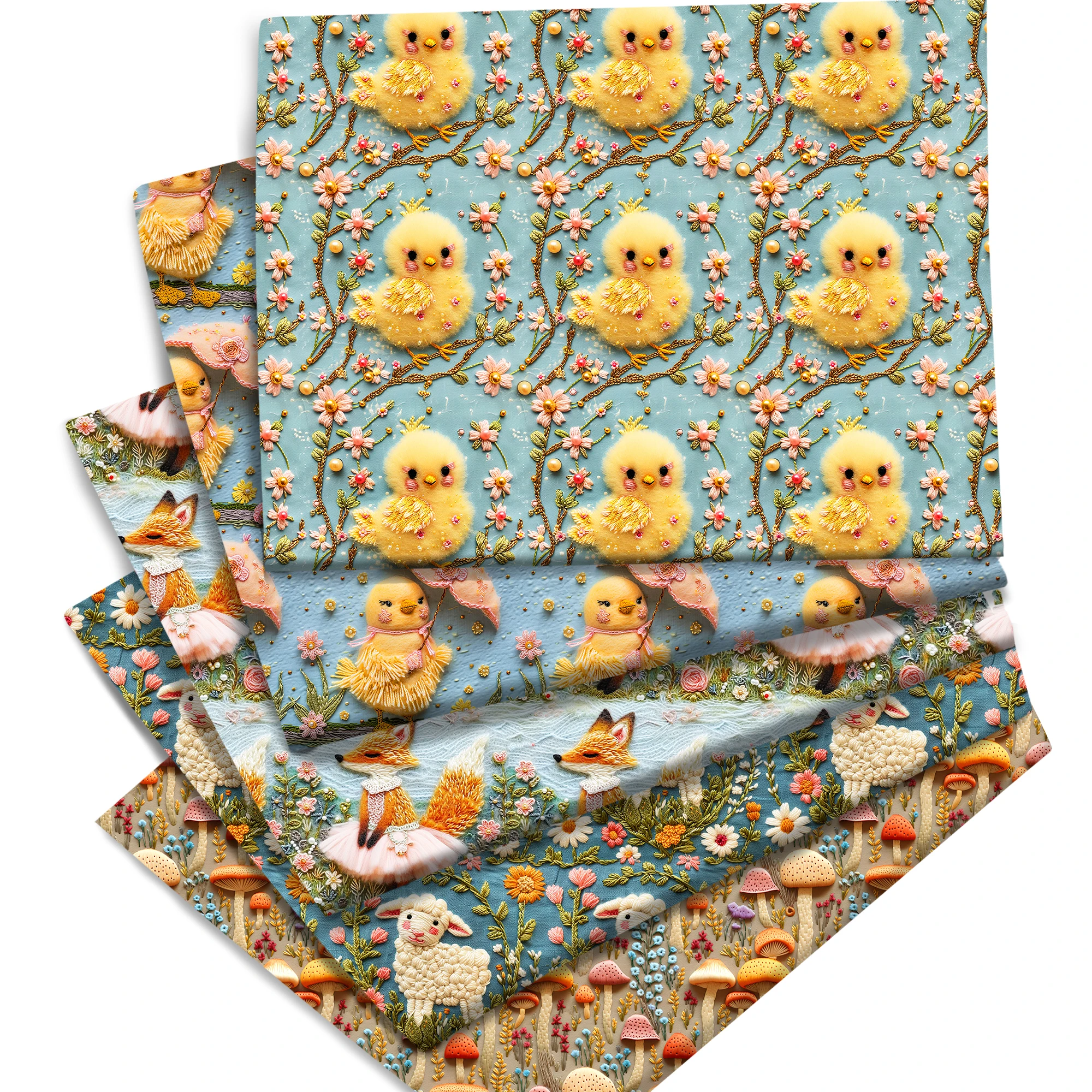 Half-Meter-Imitation-Embroidery-Chicken-Dino-Fox-Dog-Polyester-Cotton ...