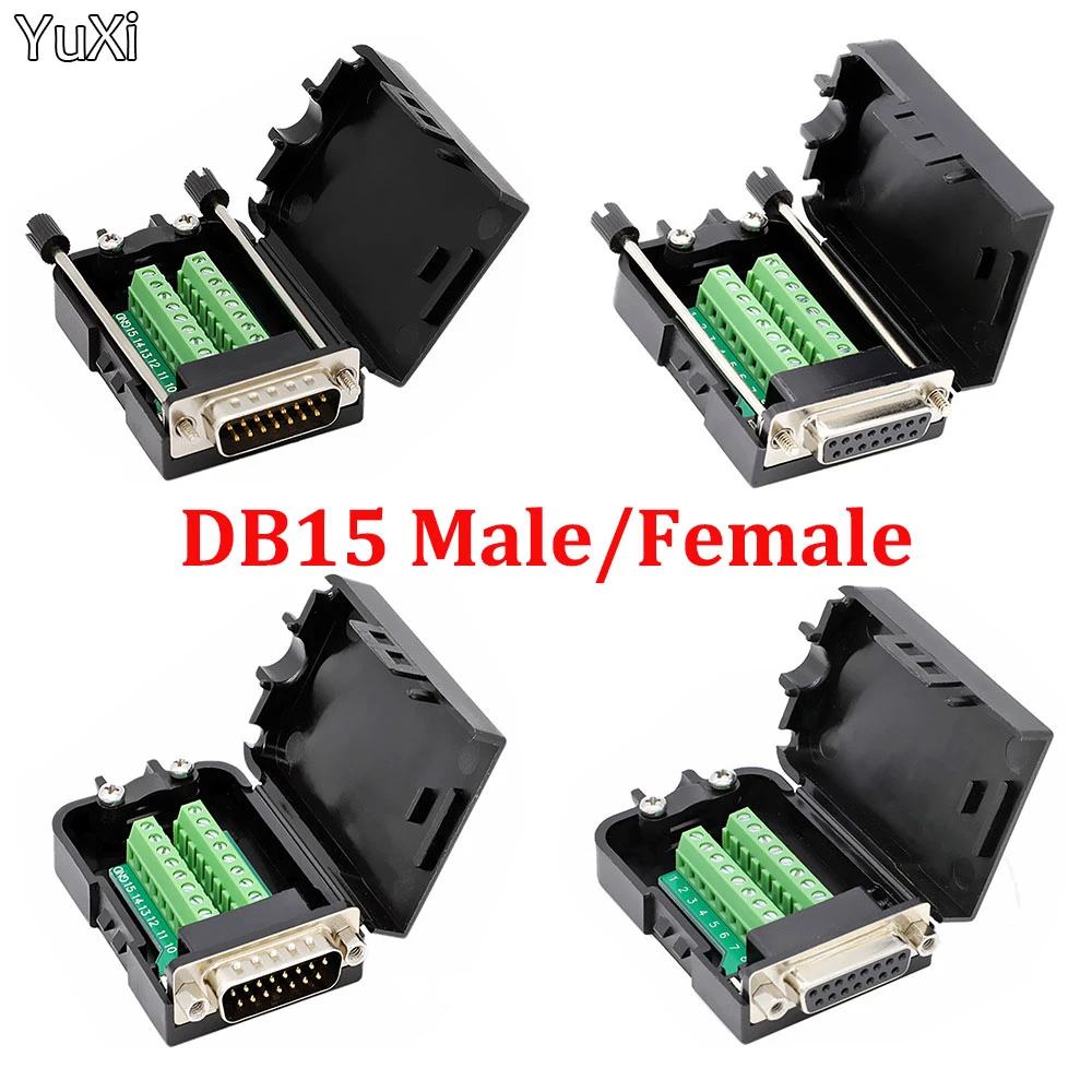Conector macho hembra sin soldadura DB15, RS232, 2 filas, D SUB, 15 pines| | - AliExpress