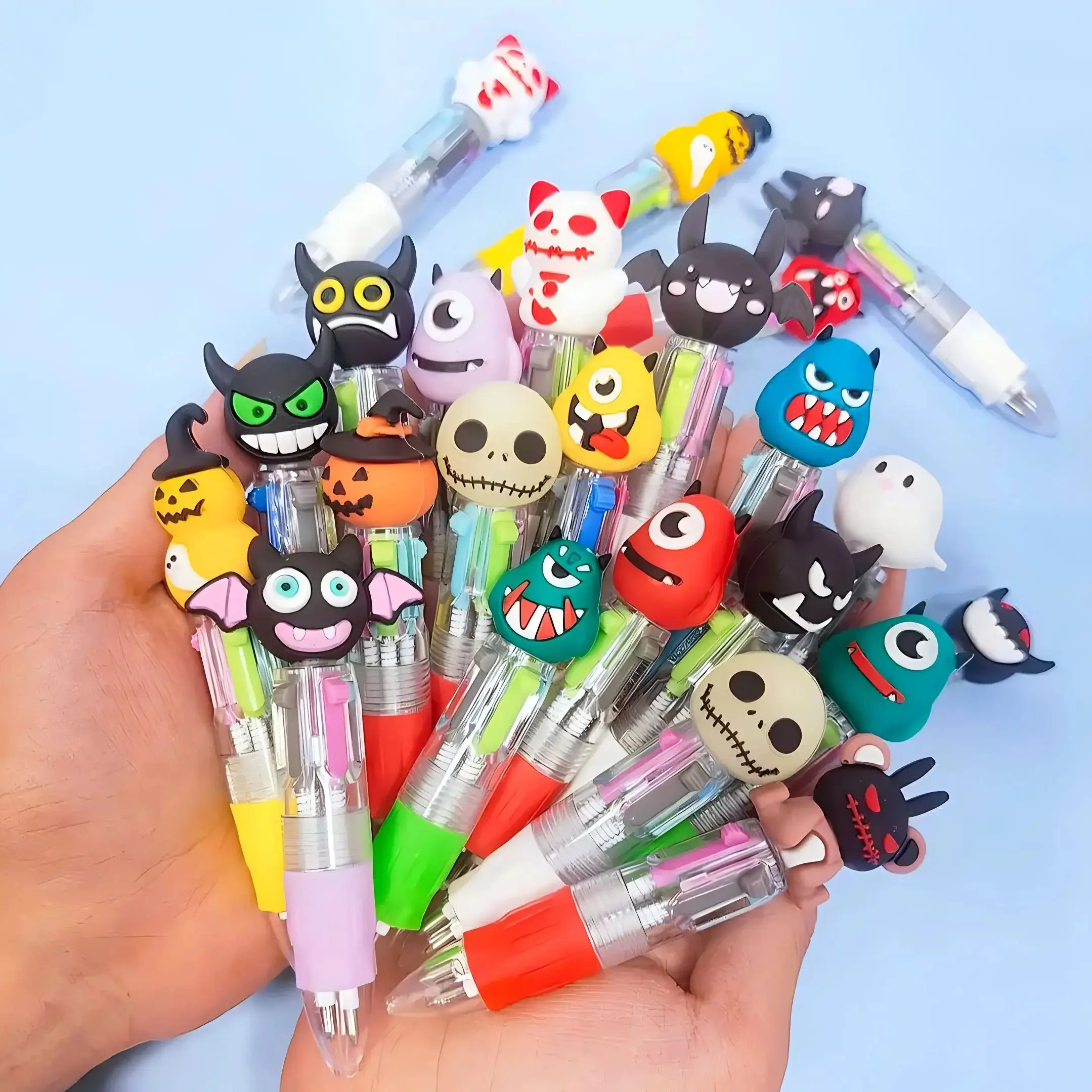 20Pcs-Lot-Cute-Halloween-Mini-Ballpoint-Pen-4-Color-Cartoon-Skull ...
