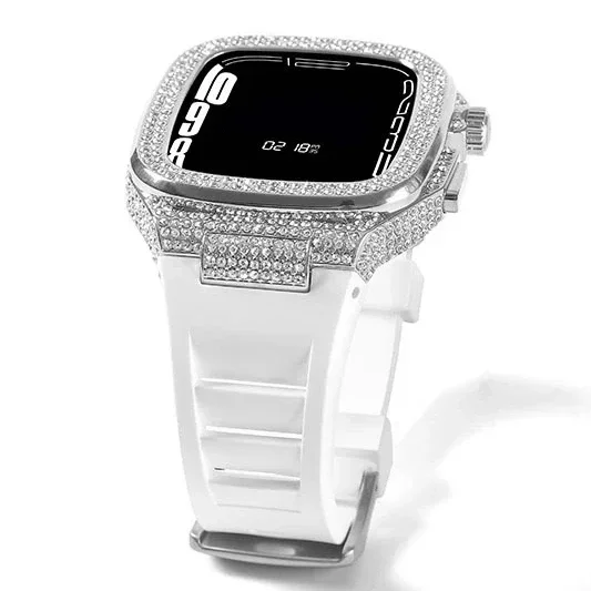 Diamond-Case-for-Apple-Watch-Band-9-8-7-6-5-45mm-SE-44mm-Stainless ...
