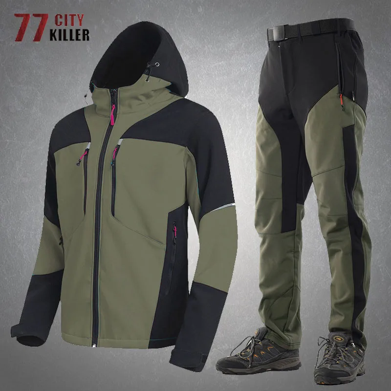 Soft-shell-Sport-Sets-Herren-Winter-Fleece-mehrere-Taschen-Kapuzen ...
