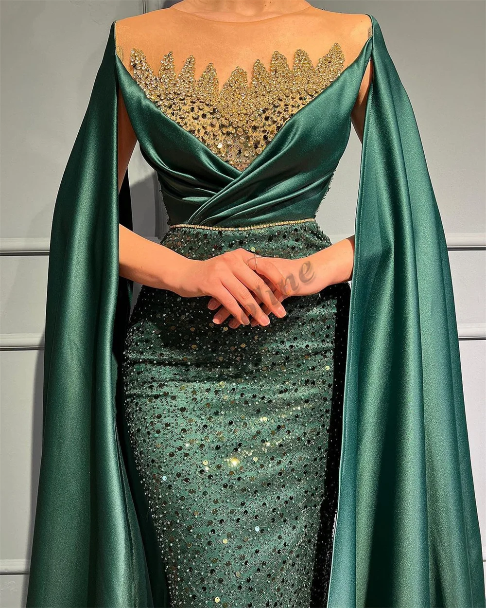 Caroline-Sparkly-Crystals-Pleat-Cape-Prom-Dress-for-Women-2024 ...