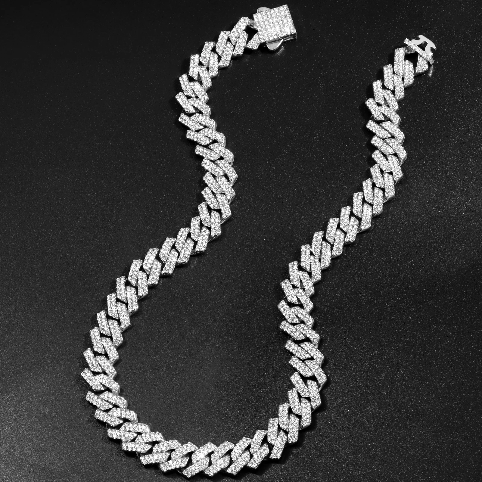 Iced-Out-Cuban-Link-Chain-14MM-Prong-Rhombus-Diamond-Cuban-Chain-Hip ...