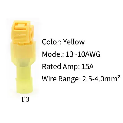 10/50 Sets T Shape Quick Splice Electrical Wire Connectors Crimp ...