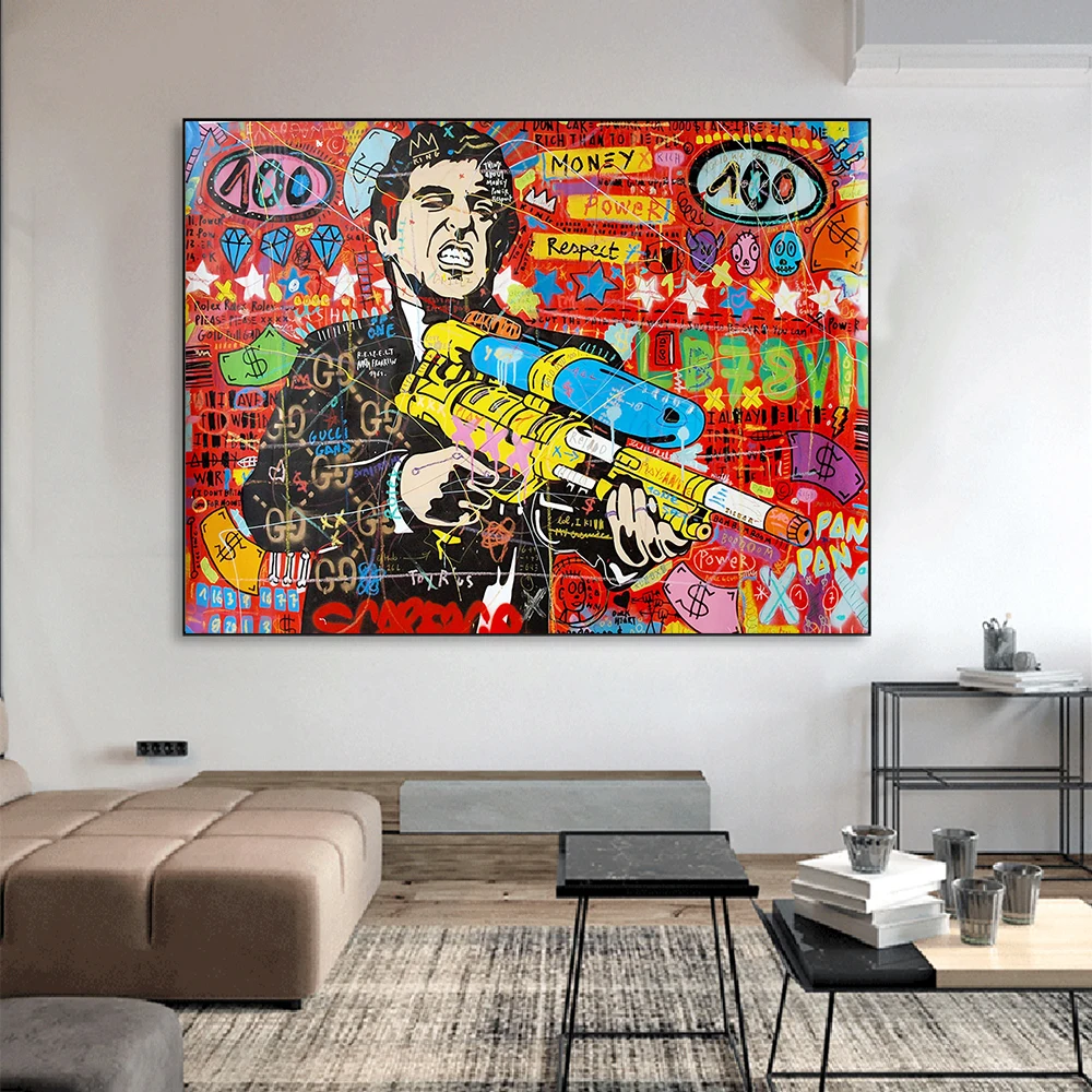 Gangster With Gun Graffiti Pop Art Canvas Painting Scarface Tony ...