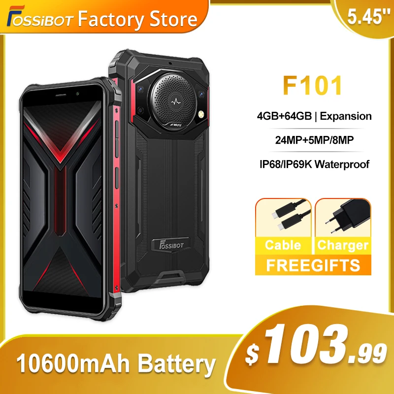 FOSSiBOT F101 Rugged Smartphone 10600mAh Battery Cell Phone Waterproof ...