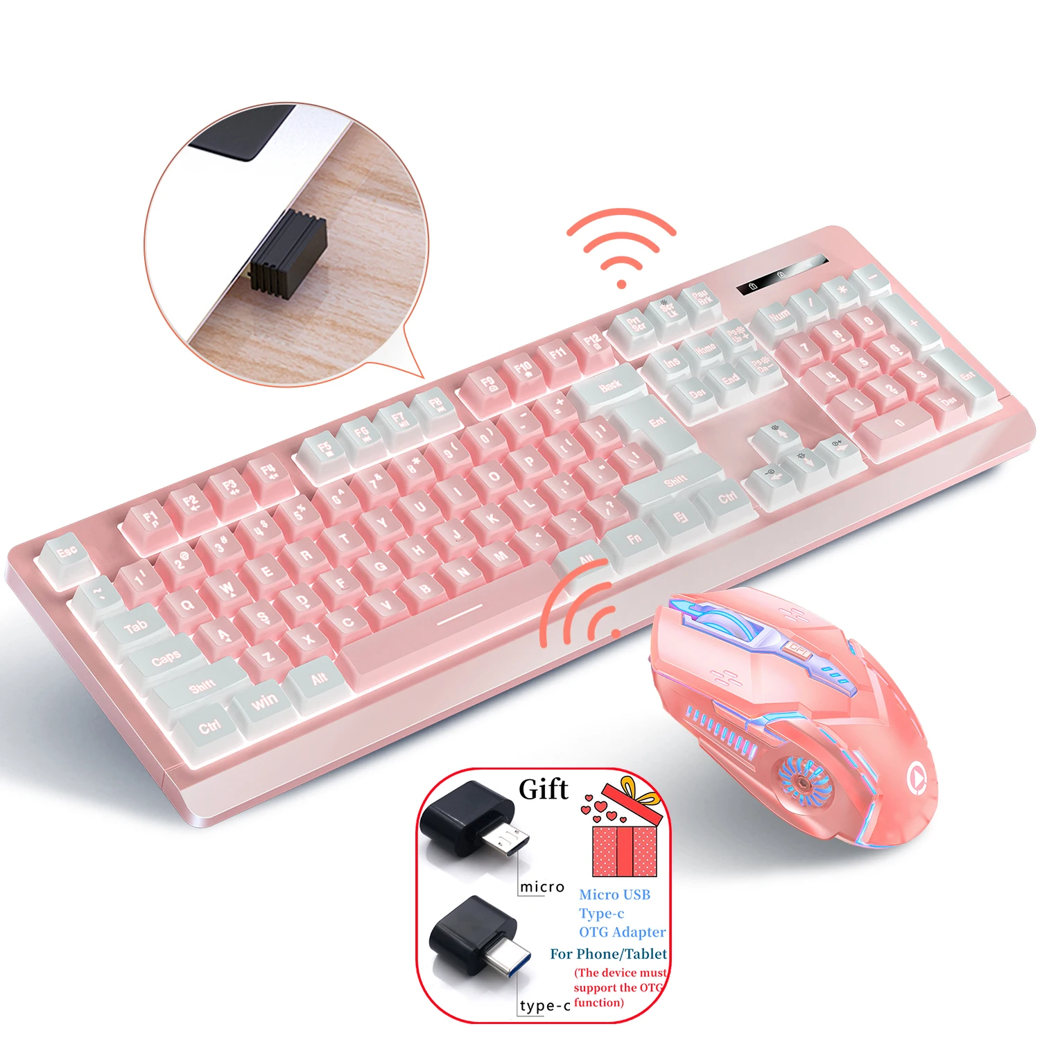Wireless-Keyboard-Mouse-Kit-Rechargeable-2-4G-104-Keys-Glow-Backlight ...
