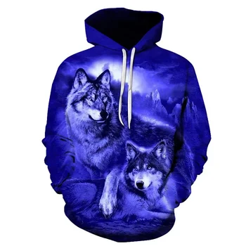 Sudaderas con capucha con estampado 3D de lobo para hombres y mujeres ...