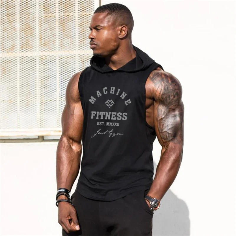 Gym Sport Hooded Clothing Summer Cotton Breathable Fitness Tank Tops ...