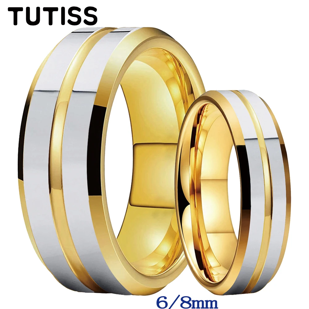 TUTISS-6mm-8mm-Nice-Couple-Ring-Men-Women-Shiny-Tungsten-Wedding-Band ...