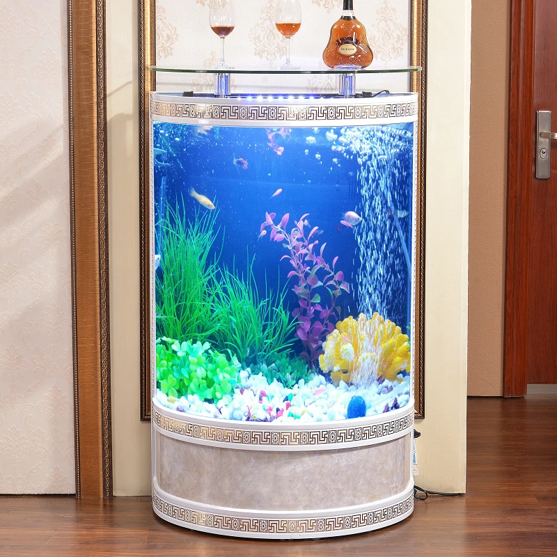 Glass-Fish-Tank-Living-Room-Large-Floor-Aquarium-Ecological-Vertical ...