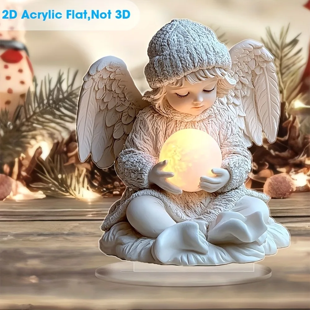 Ángel plano 2D con pantalla acrílica de bala luminosa, decoración ideal ...