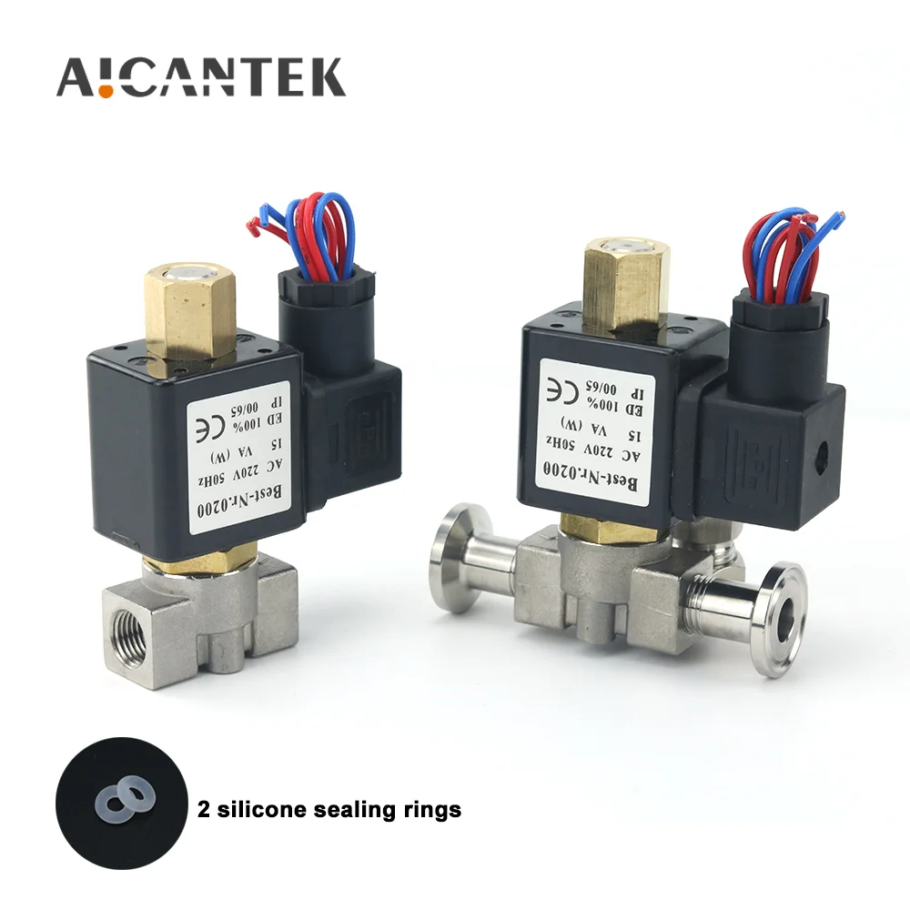 1/4" Normally Open Stainless Steel Body 2-Way Oil Acid Solenoid Valve with 2Pcs Silicon Gasket ...