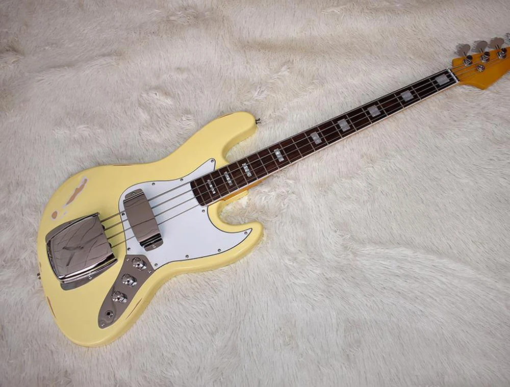 Factory-Relic-Yellow-Electric-Bass-Guitar-4-Strings-Rosewood-Fretboard ...