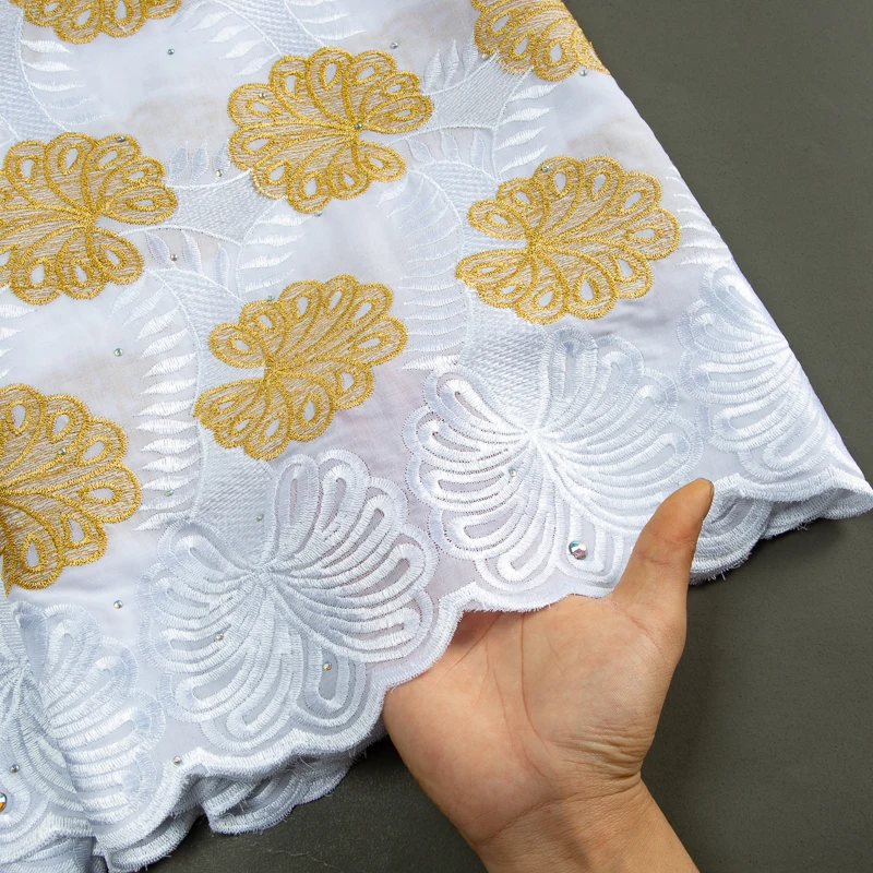 White and gold lace fabric store