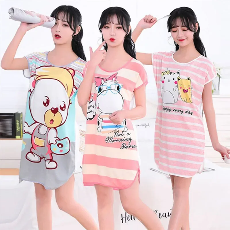 2024-Summer-Womens-Nightgown-Female-Pajiamas-Short-Sleeved-Cartoon ...
