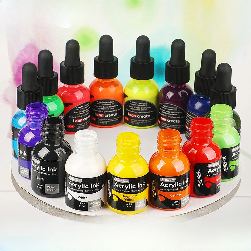 6-12-Color-20ml-Liquid-Acrylic-Ink-Marker-Refill-Waterproof-Fluid ...