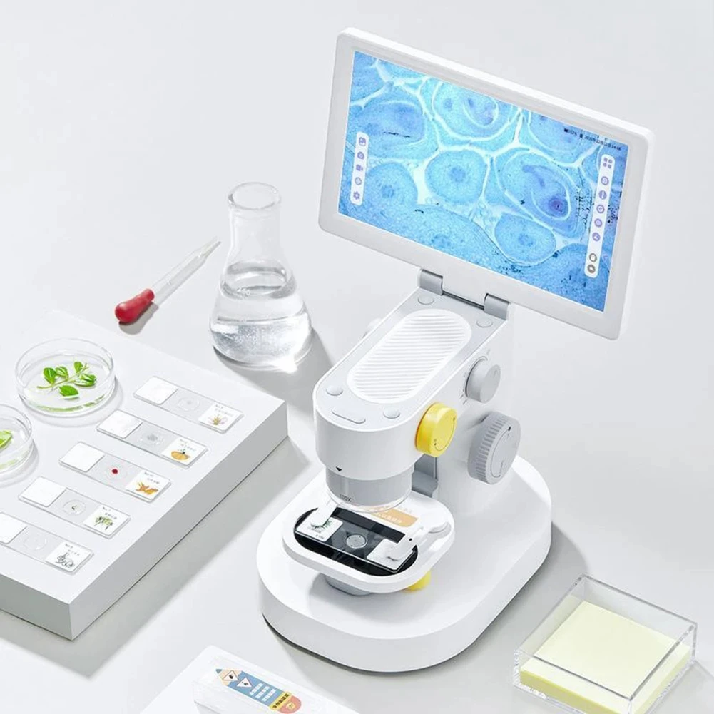Microsc-pio-Biol-gico-Digital-com-C-mera-Tripla-1200X-9-IPS-Touch ...