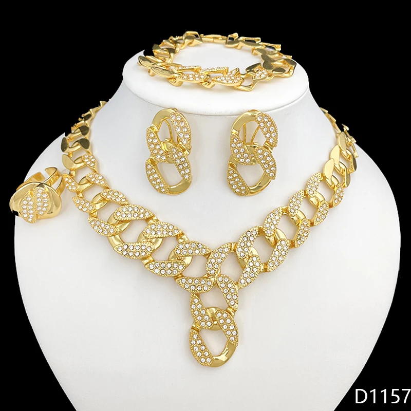 New-Women-Necklace-Earrings-Bracelet-Ring-Jewelry-Set-Luxury-Design-18K ...