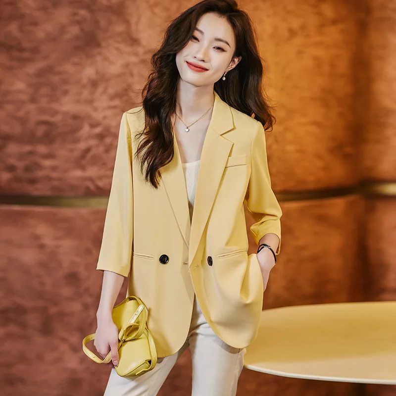 Spring-Summer-Half-Sleeve-Blazers-Jackets-Coat-Women-Business-Work-Wear ...