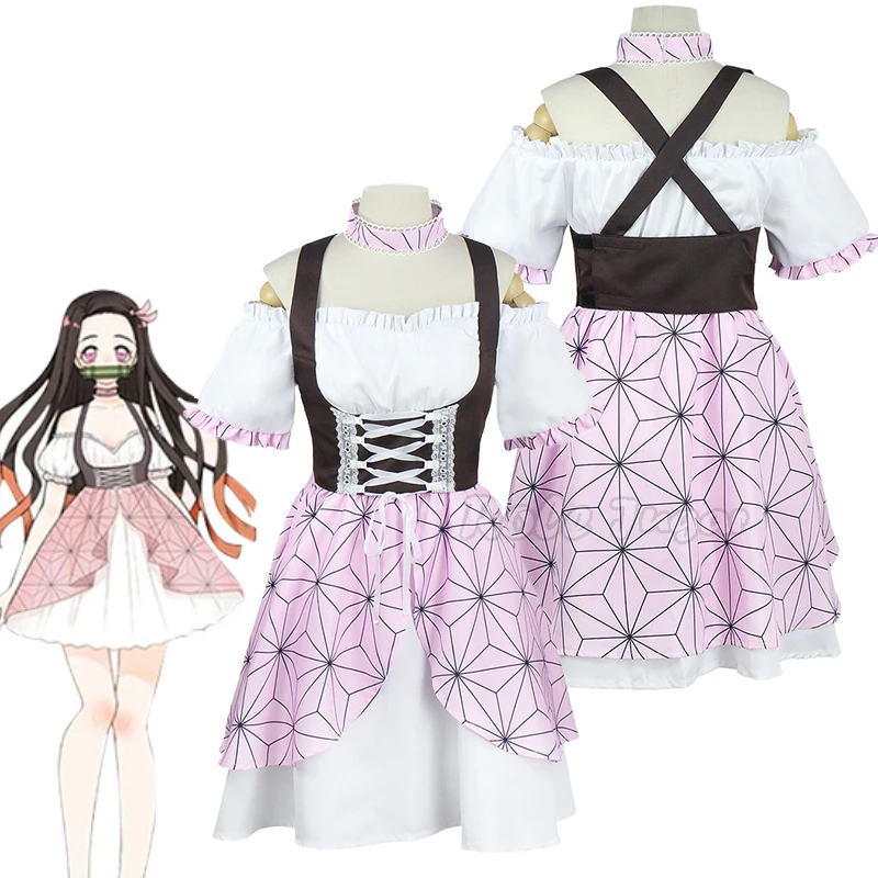 Anime Demon Slayer Kamado Nezuko Cosplay Costume Dress Kimetsu no Yaiba ...