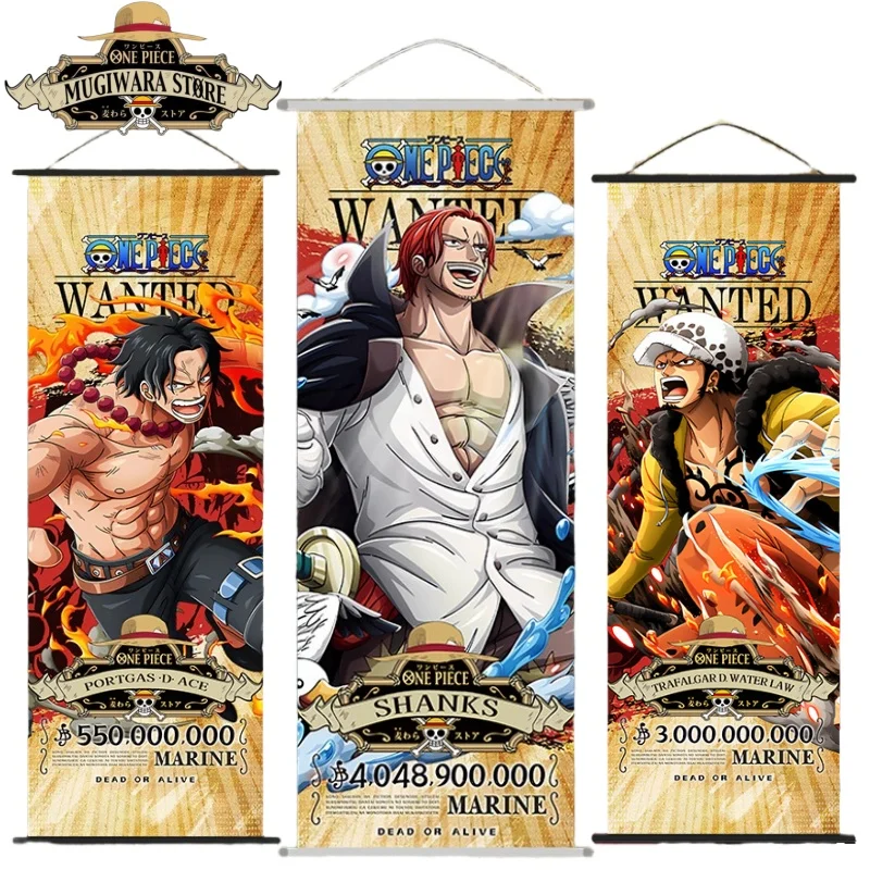 New One Piece Luffy Ace Scroll Painting Zoro Robin Nami Wall Painting ...