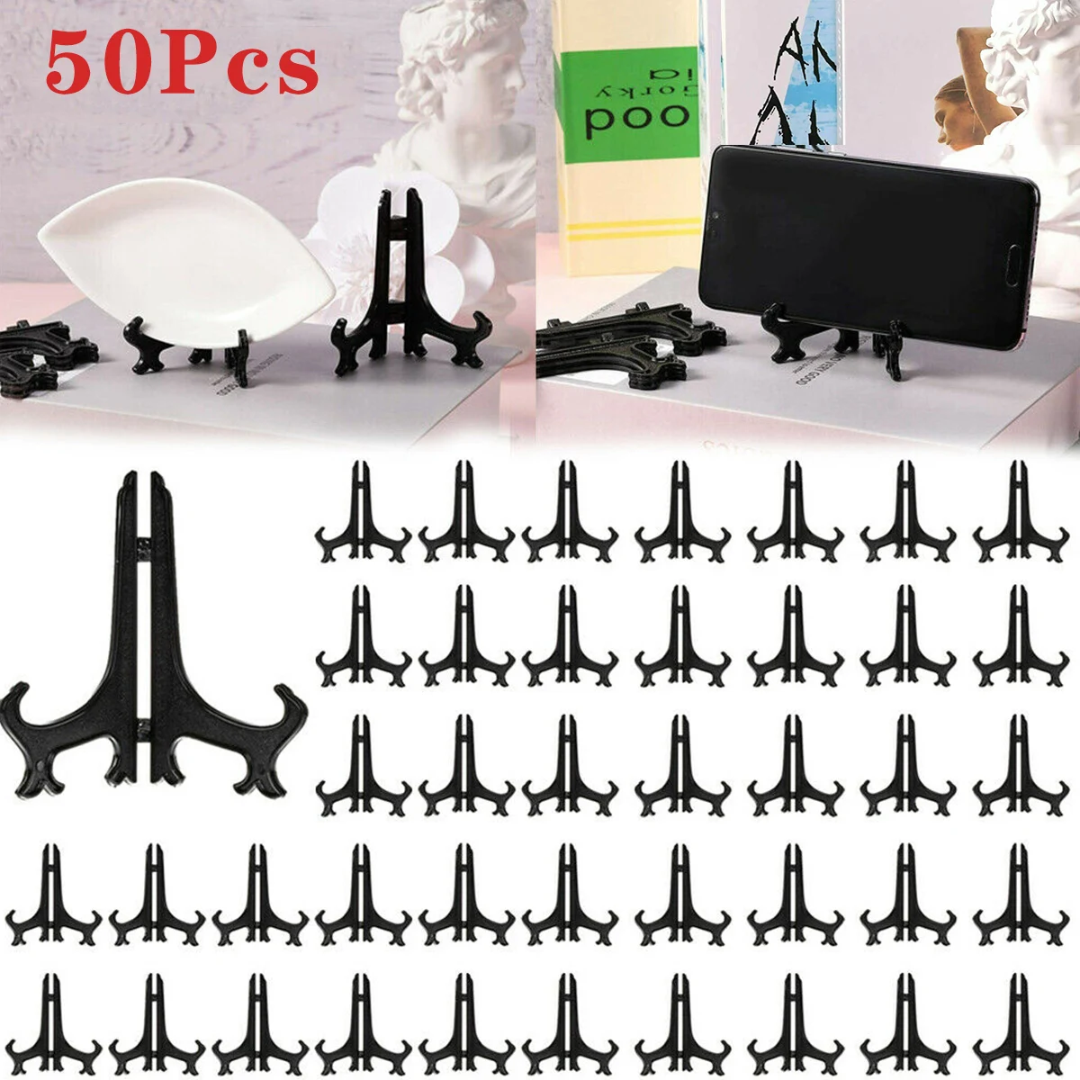 50Pcs-Easel-Plate-Holders-Foldable-Display-Stand-Picture-Frame-Shelf ...